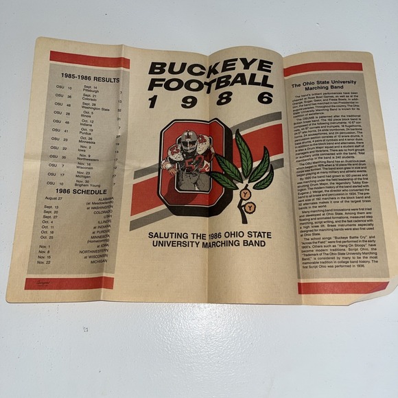 Art | Vintage 1986 Ohio State Buckeyes Football Schedule Saluting ...